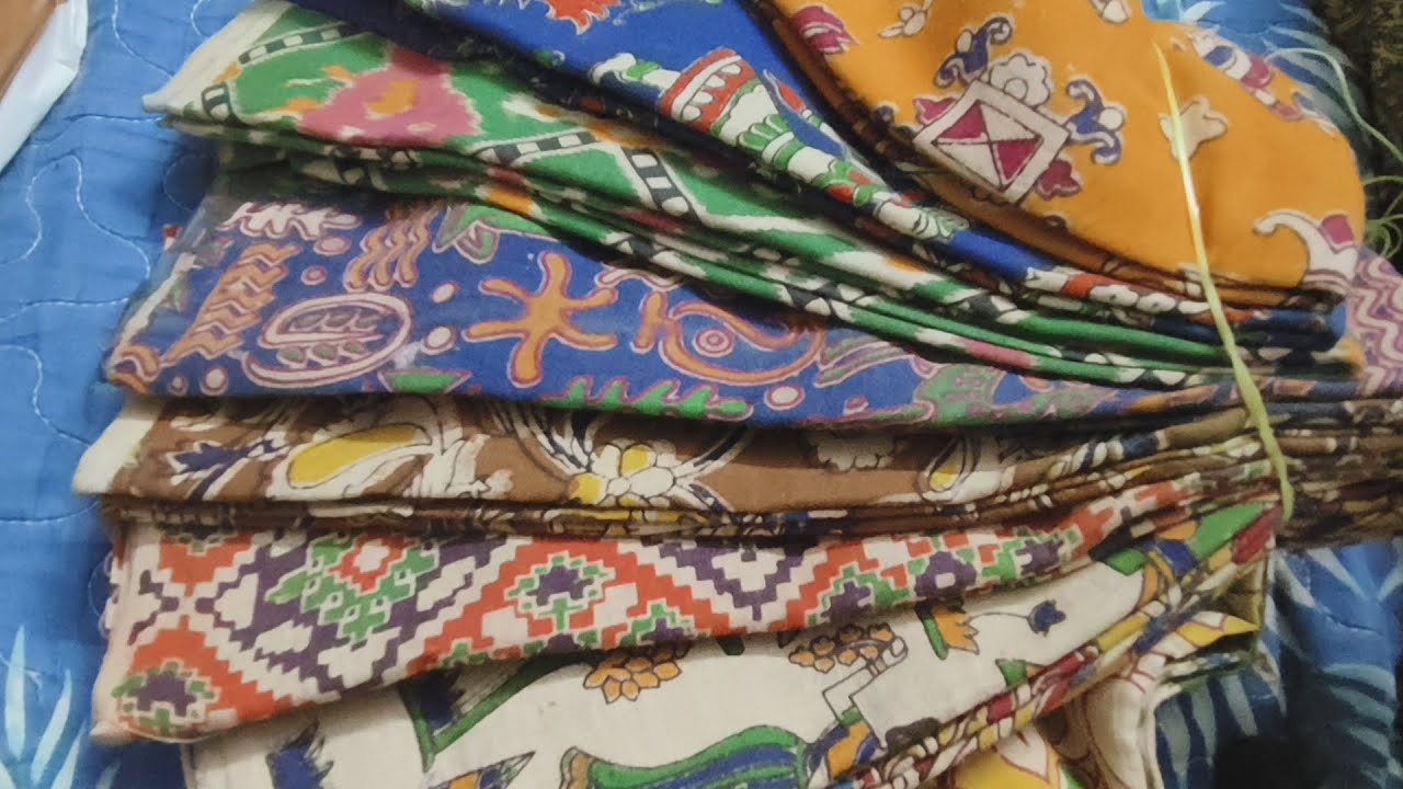 Kalamkari pure cotton cloth bits - YouTube