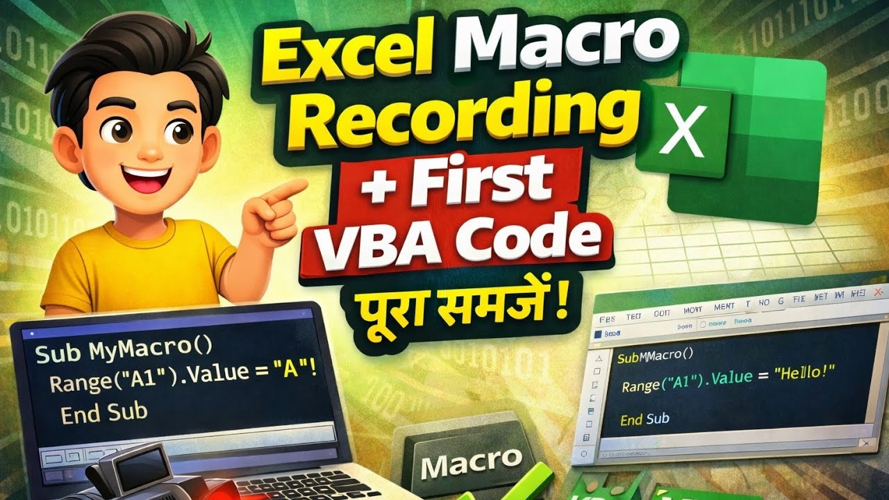 First VBA Code | Macro Recoding in Excel | Introduction VBA | VBA ...