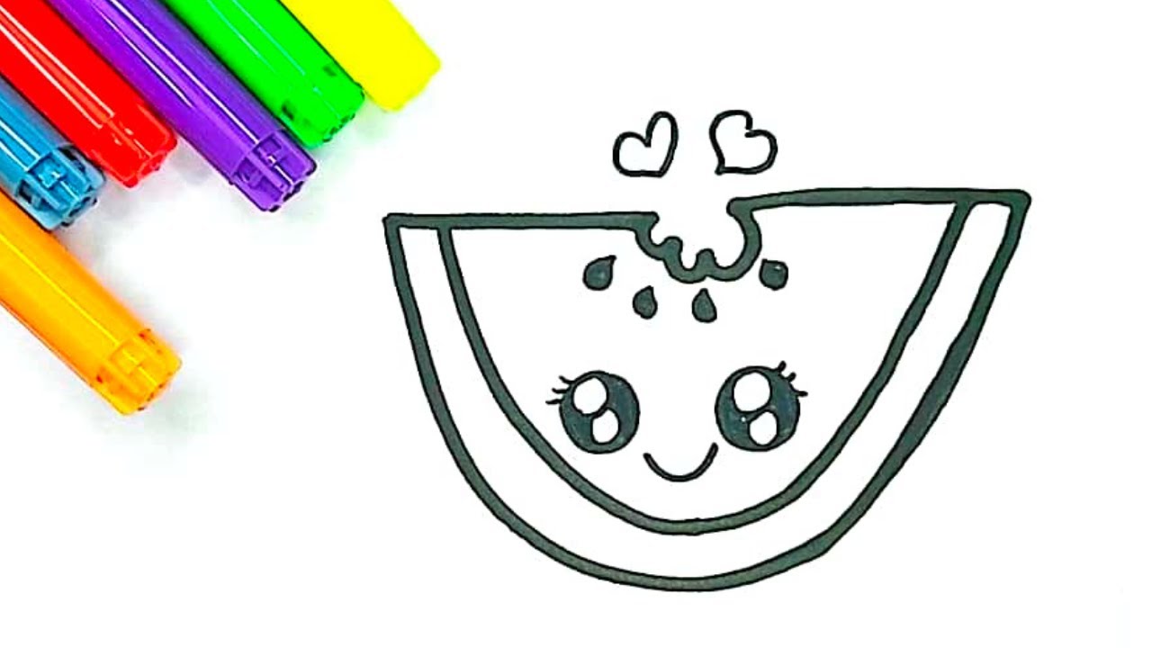 Easy Drawing a Cute Watermelon for Kids - YouTube