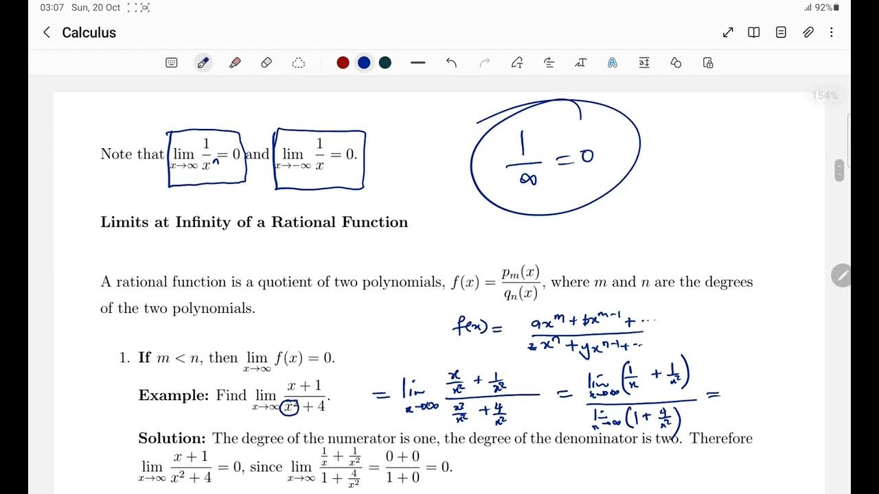 Limits at infinity of rational functions - YouTube