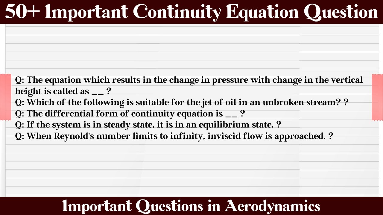 MCQ Questions Continuity Equation with Answers - YouTube