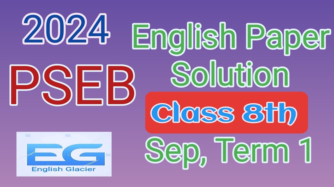 8th Class English Paper Solution of sep 2024 by pseb - YouTube