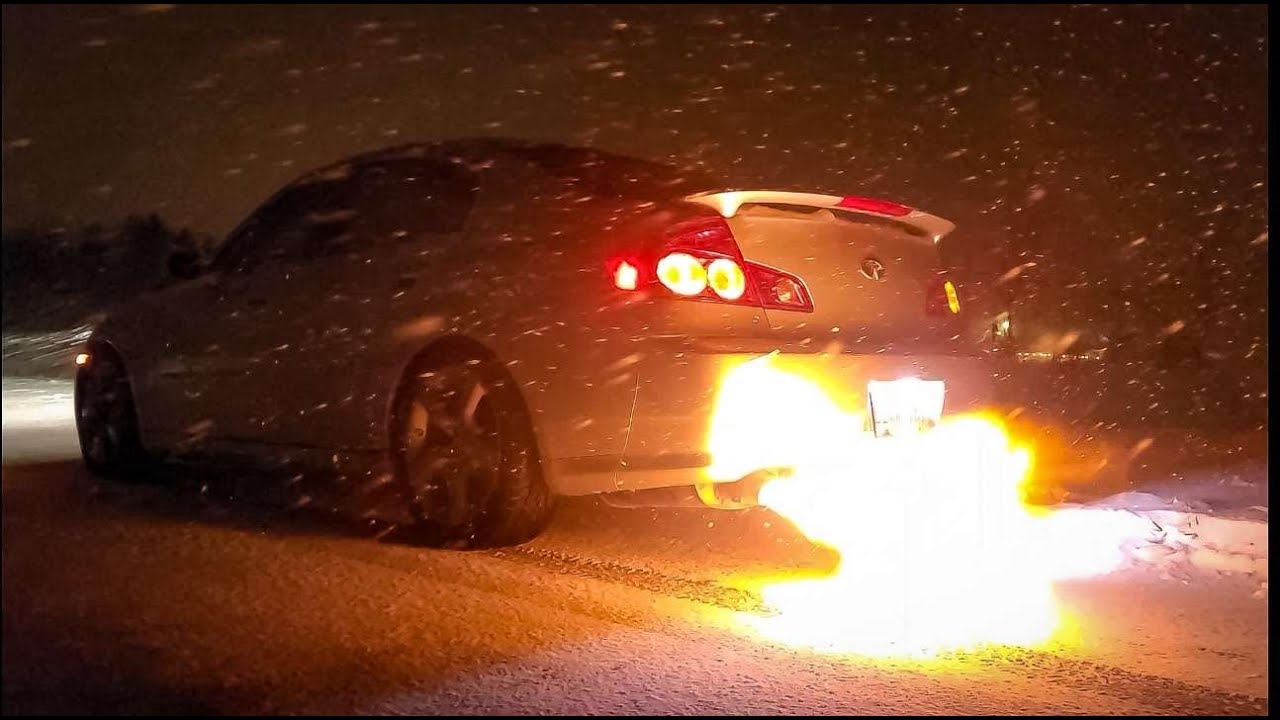 Infiniti G35 Sedan Stock Muffler Shooting Flames - YouTube