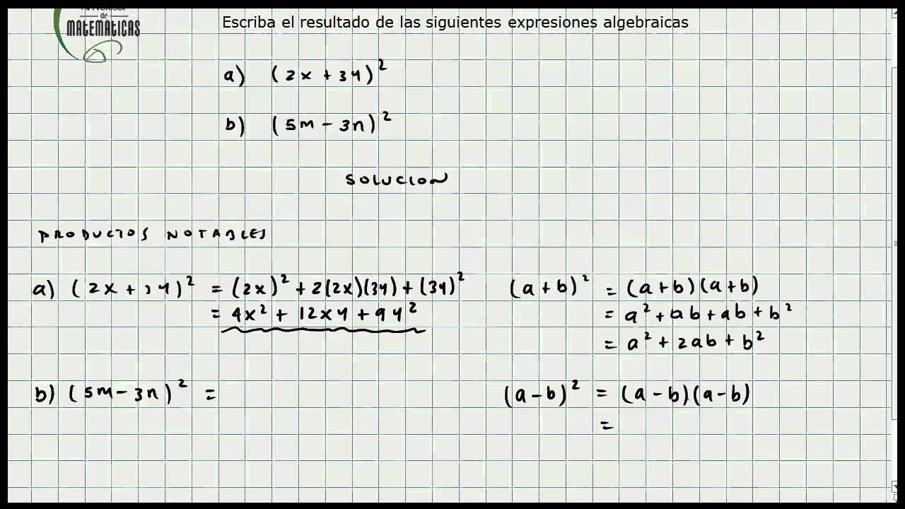 Ejercicio Productos Notables - Algebra General - Mi Profesor de ...