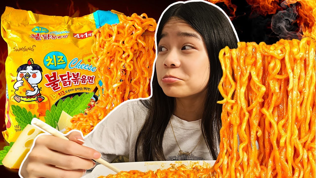 ASMR SPICY CHEESY FIRE NOODLES | Samyang Cheese Spicy Noodle - YouTube