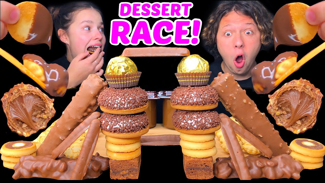 ASMR Leftover Chocolate Dessert Race Eating (Ferrero Rocher, Candy Bars ...