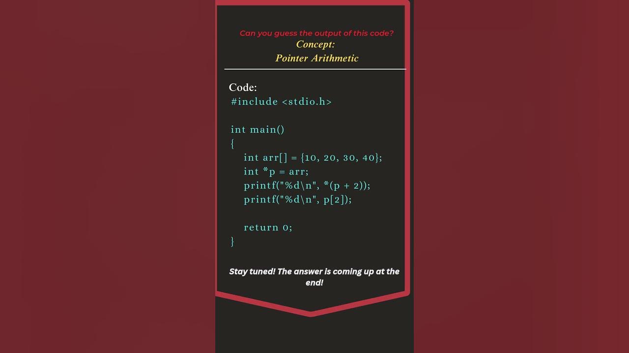 Pointer Arithmetic Quiz! Like & Share this video, and Subscribe to the ...