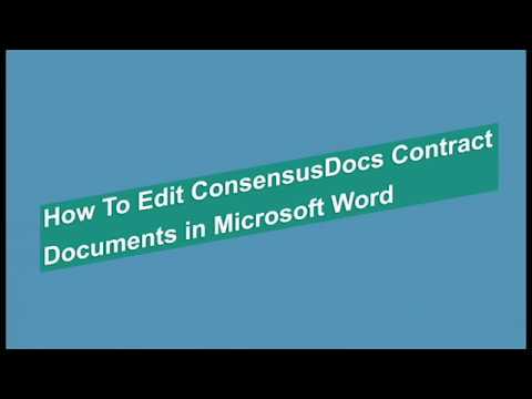 How to Edit ConsensusDocs Contract Documents in Microsoft Word - YouTube