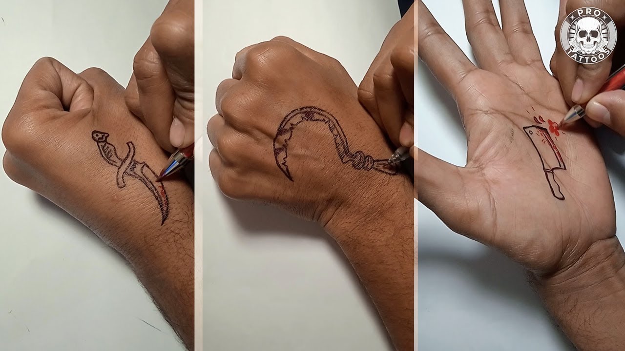 Three Beautiful Tattoo Designs | Modern Tattoo for Men | Dagger, Sickle ...