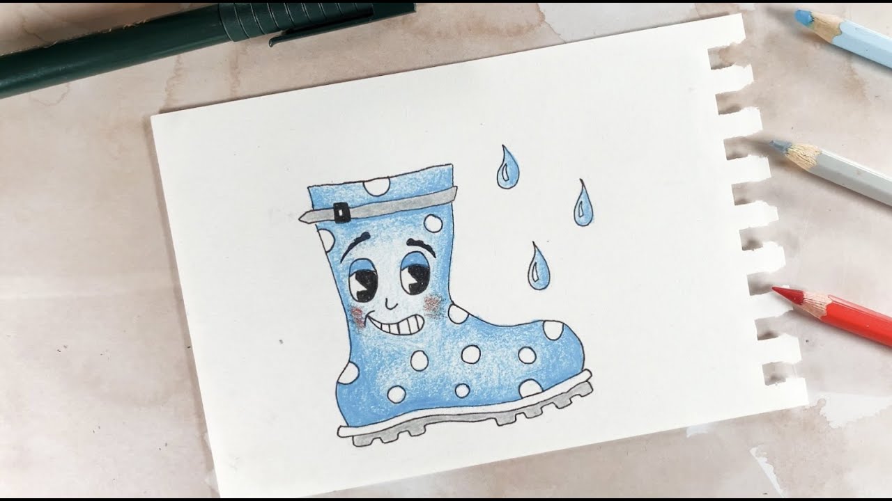 ADORABLE DRAWINGS FOR KIDS - HOW TO DRAW RUBBER BOOTS | STEP BY STEP ...