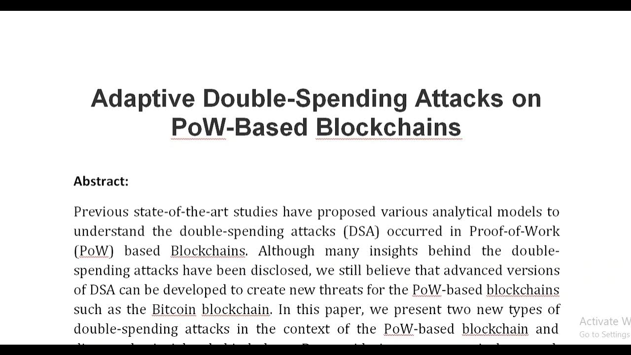 Adaptive Double Spending Attacks on PoW Based Blockchains - YouTube
