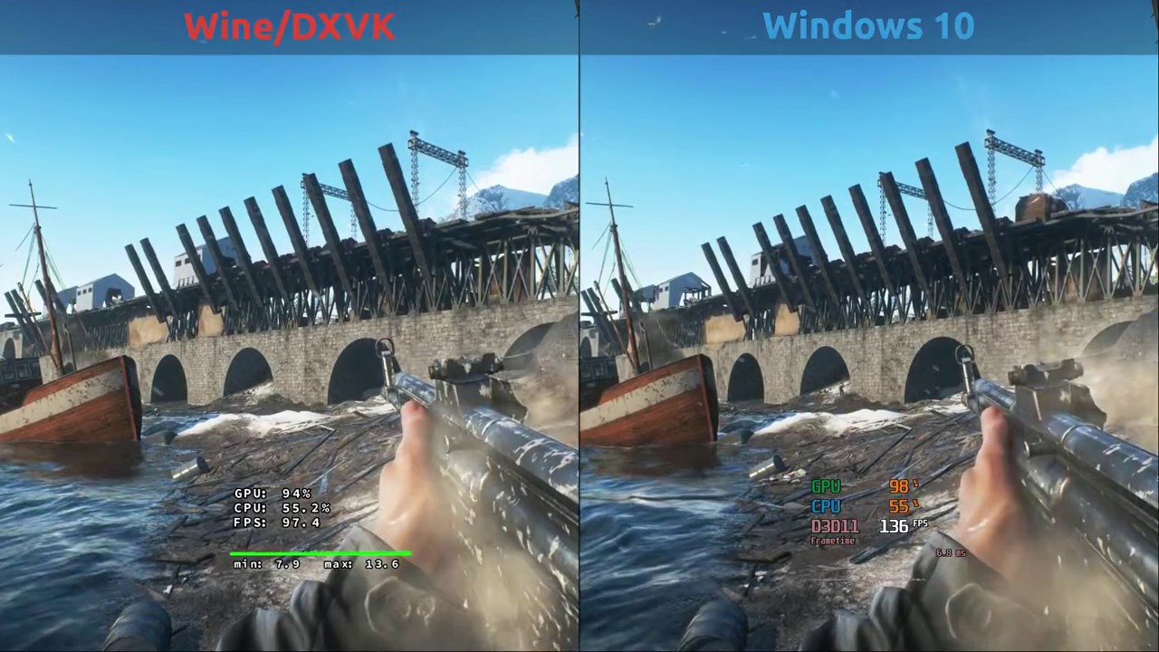 Benchmark Battlefield V (Beta) - Wine/DXVK vs Windows 10 - YouTube