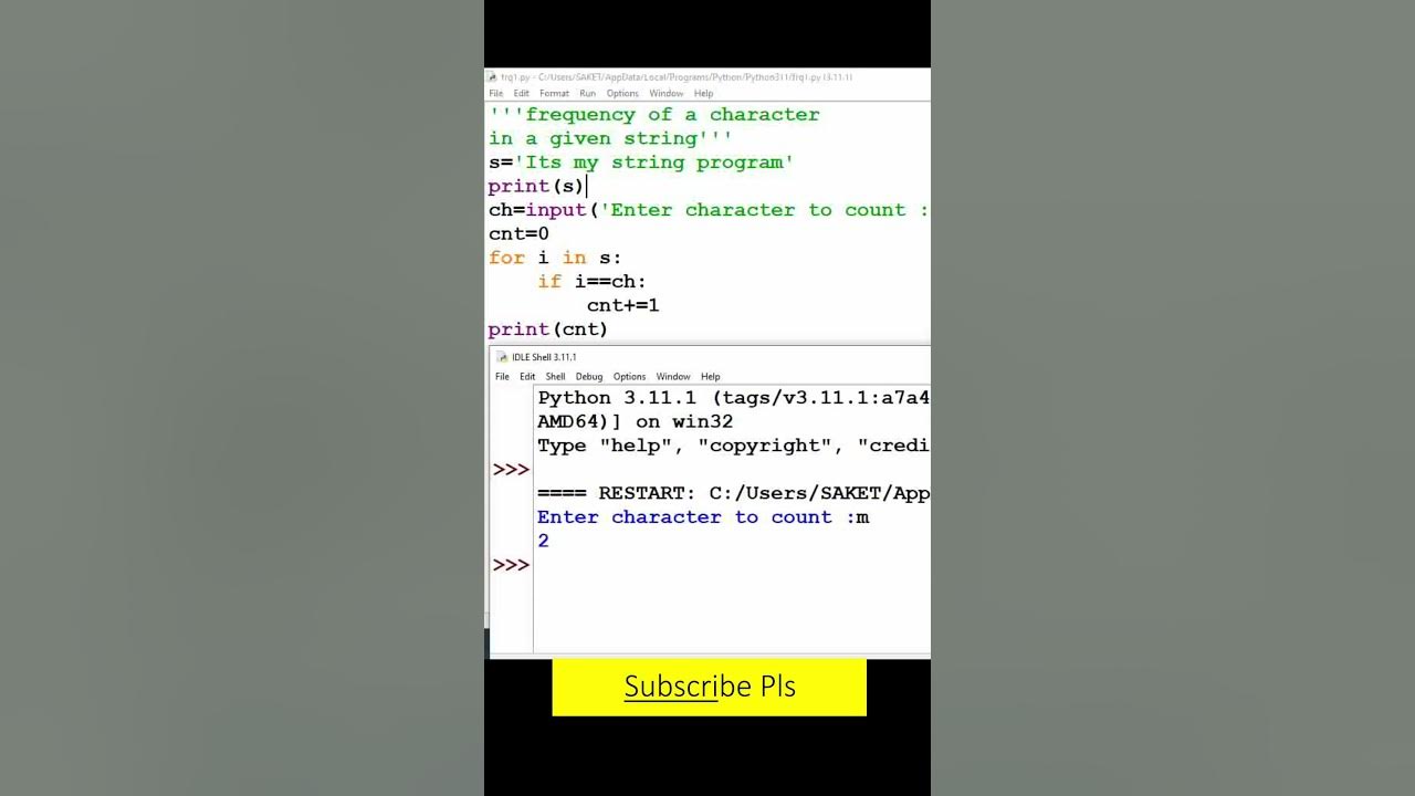 2nd Way To Count Frequency Of A Character In A String In Python Boardexam2024 Shorts Python