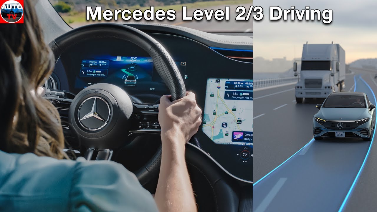 2023 Mercedes Automatic Lane Change + DEMO Route Guidance - YouTube