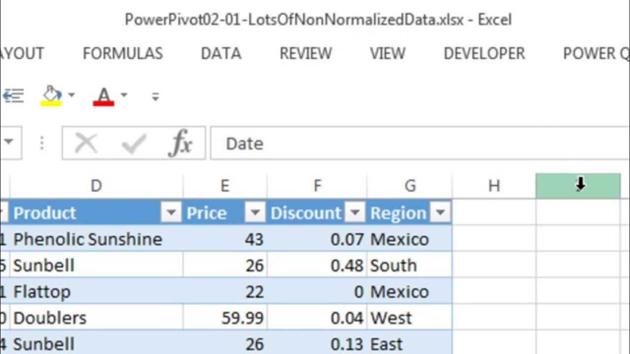 Excel 2013 PowerPivot Basics #02: Import Large Non-Normalized Data Set ...