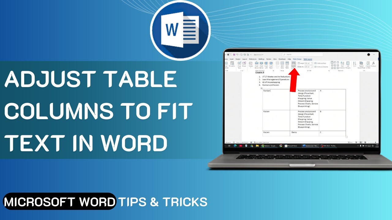 Word Tables Secret Adjust Table Columns To Fit Text In Word - YouTube