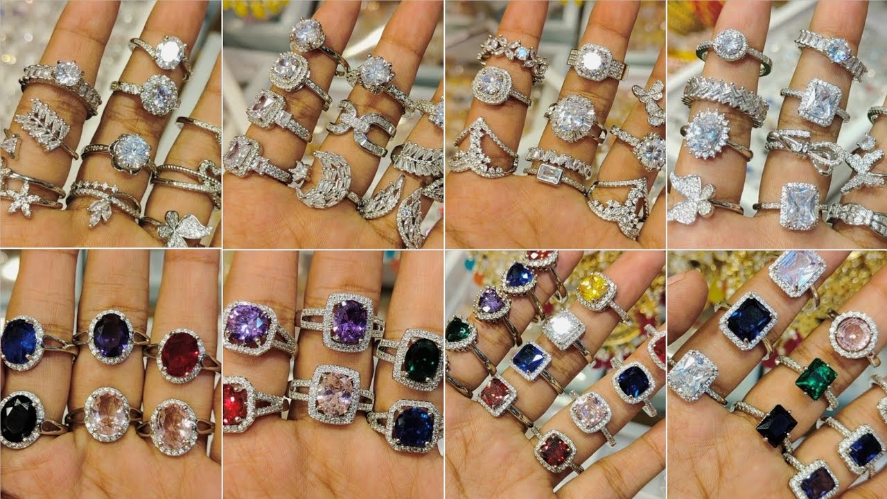 Ad stone silver colourful, white ring collection/আংটি কালেকশন # ...