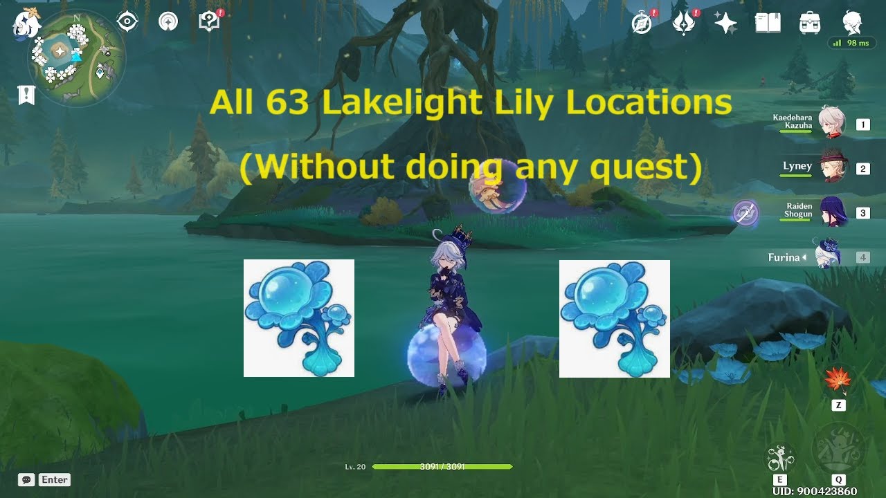 All 63 Lakelight Lily Locations | Fast and Efficient | Furina Ascension ...