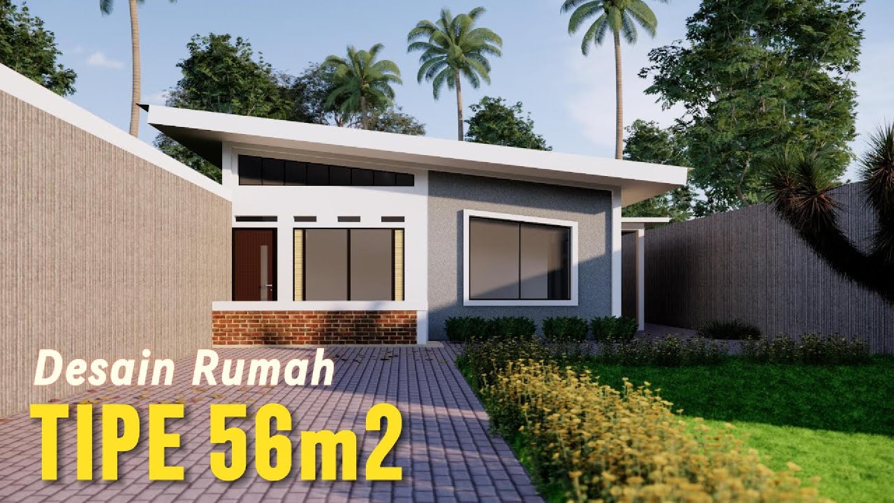 Desain Rumah Minimalis Atap Trap Tipe 56 m2 - YouTube