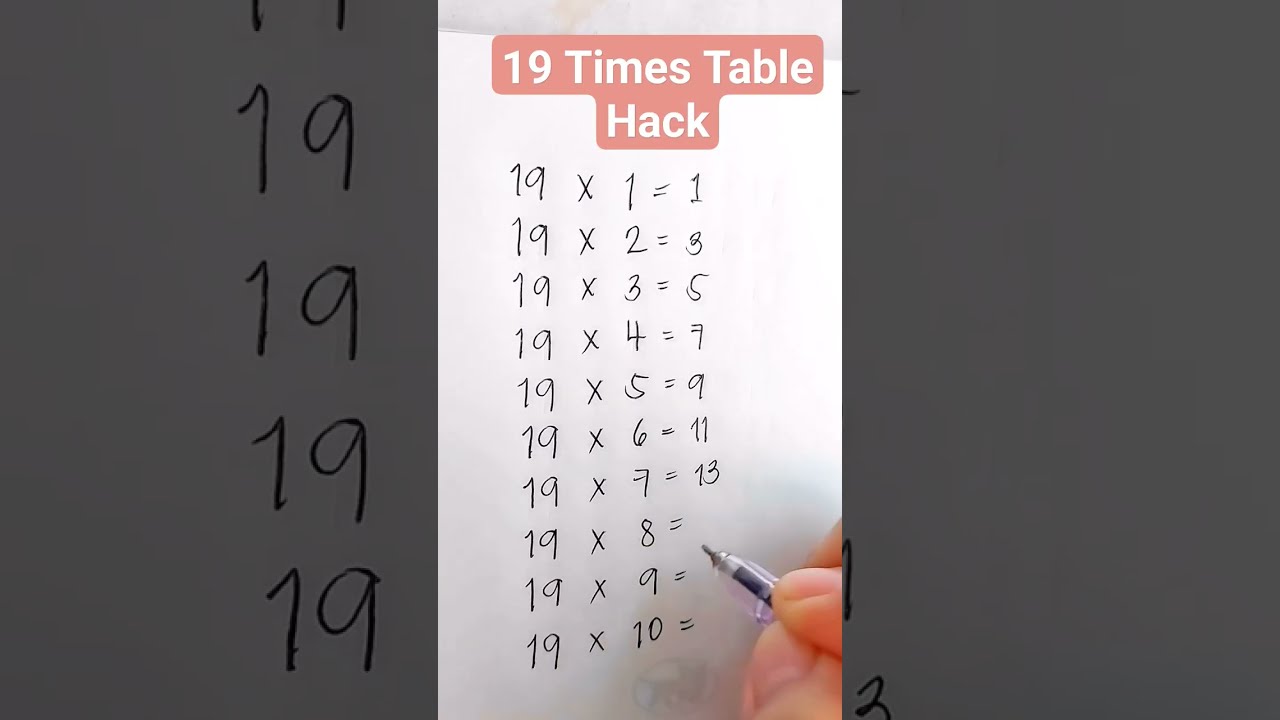 19 Times Table Hack shorts math table YouTube 19 Times Table Hack shorts math table YouTube