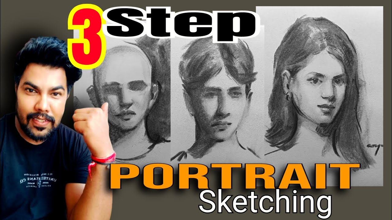 Portrait drawing tutorial for beginners ||How to draw a portrait ...