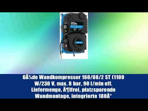 GÃ¼de Wandkompressor 160/08/2 ST (1100 W/230 V, max. 8 bar, 90 l/min eff. Liefermenge, Ã¶lfrei,