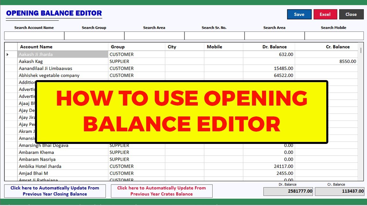 How to Use Opening Balance Editor in Mandi Book 13 - YouTube