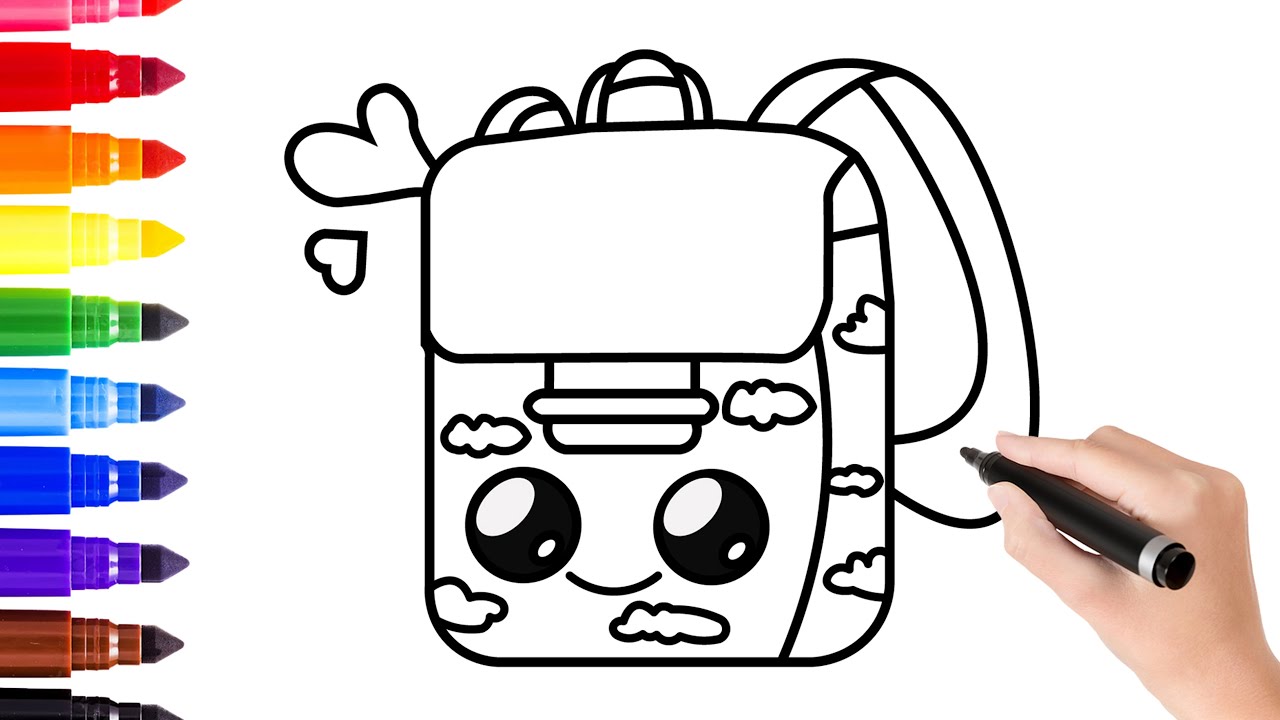 🎒 How to Draw an Easy and Cute Backpack 🖍️😊Drawing & Coloring For Kids ...