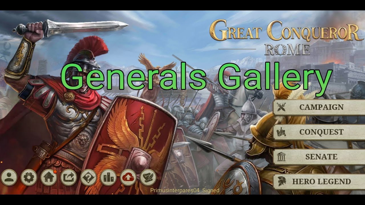 Great Conqueror Rome Generals Gallery - YouTube
