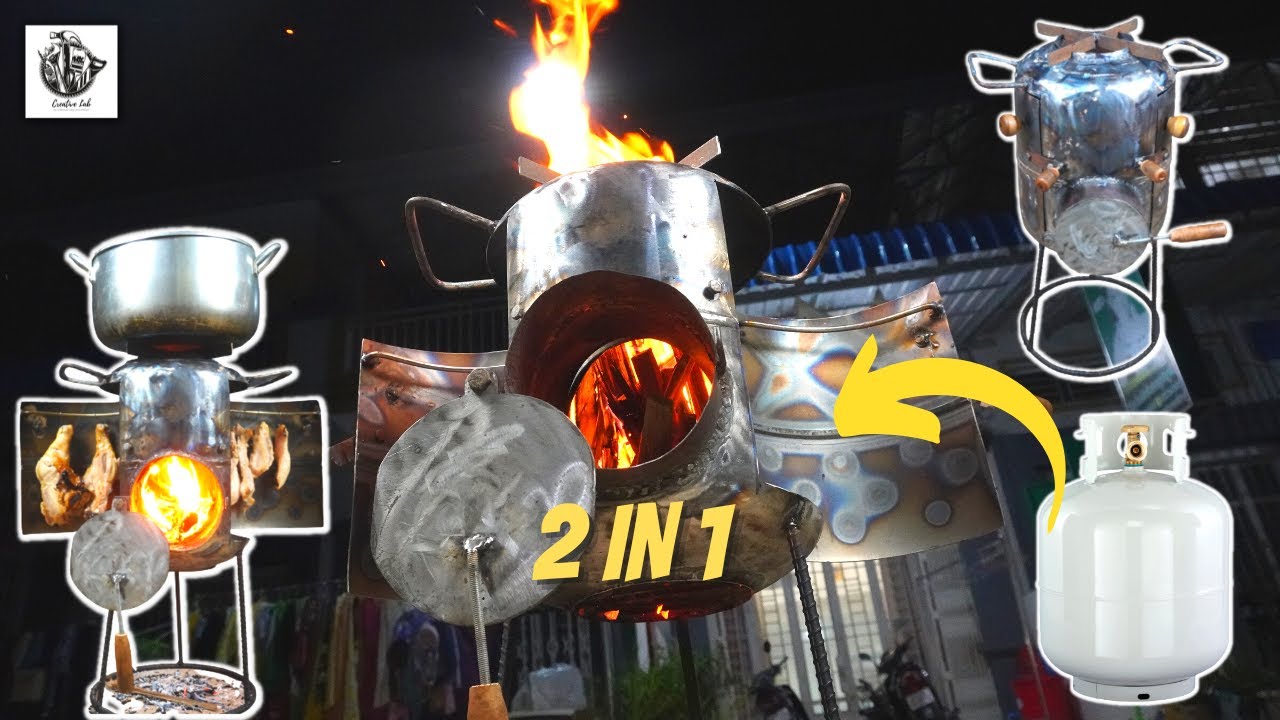 2 in 1 Making a Gas Bottle Wood Burner Stove | How to Make a Wood ...