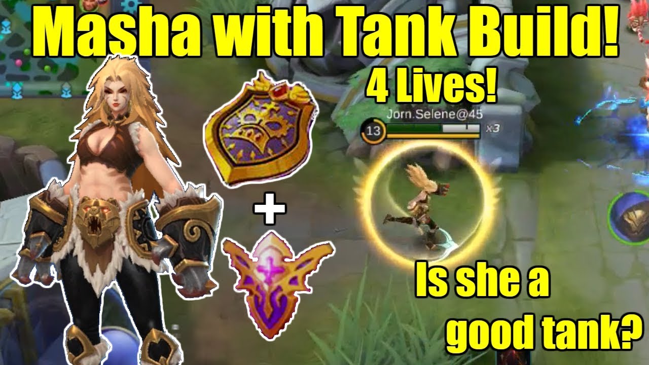 Mobile Legends - NEW HERO MASHA USING TANK BUILD! 4 LIVES! - YouTube