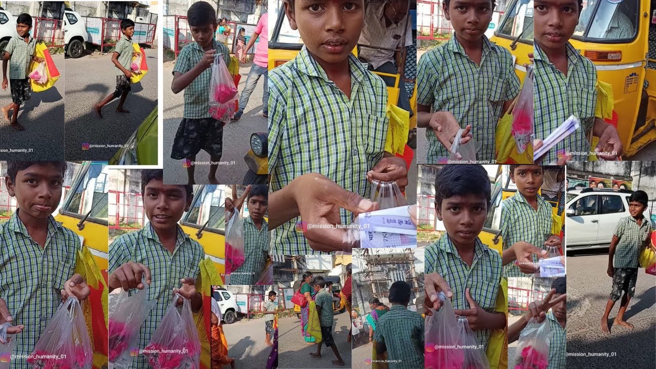 poor flowers selling boy was shocked see his reaction || homeless kid ...