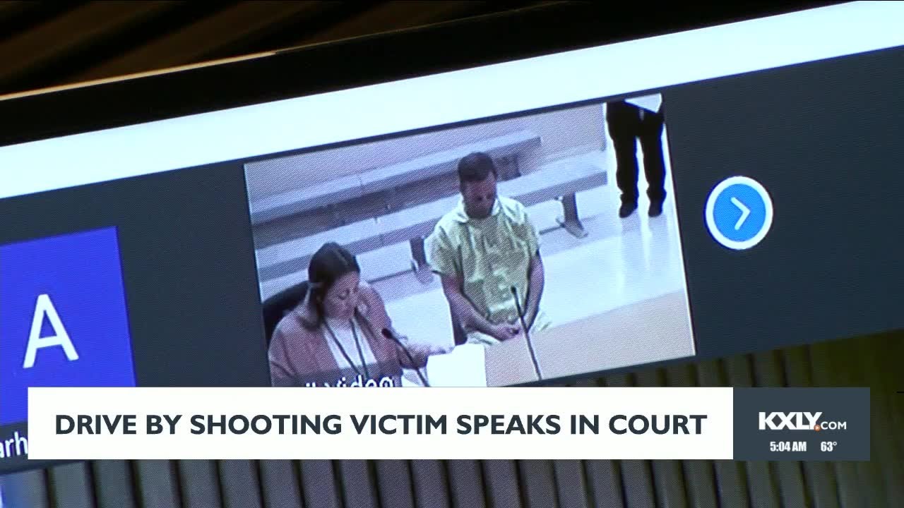 Drive-by shooting victim speaks in court - YouTube