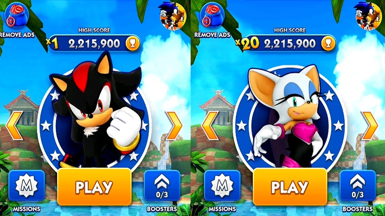 Sonic Dash SHADOW VS ROUGE Android iPad iOS Gameplay HD - YouTube