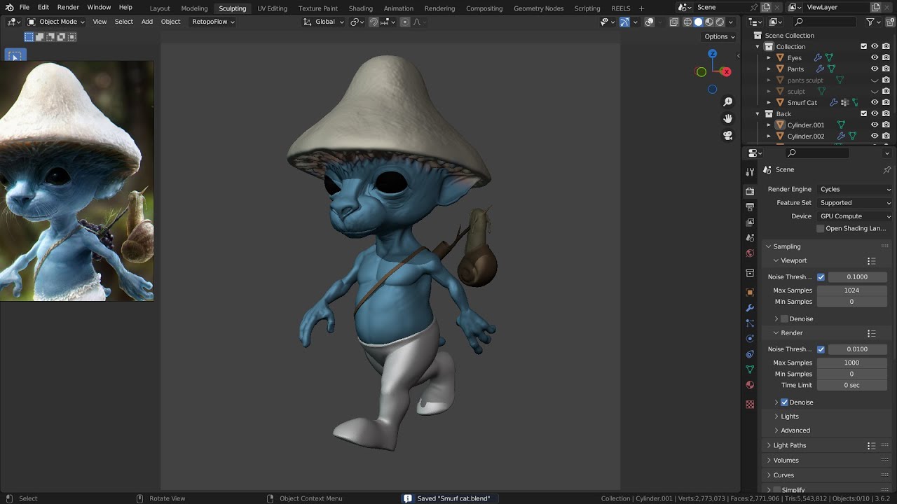 Sculpting Smurf Cat in Blender (Sculpting Studies Day 5) - YouTube