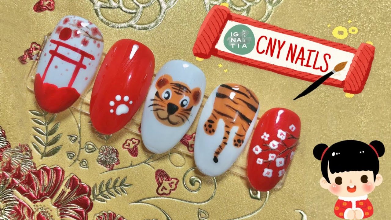 CNY Nail Art | Chinese New Year Nail Art - YouTube