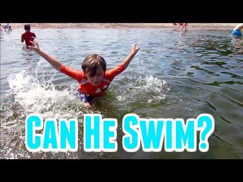 He Can Swim!! Day at the Beach - YouTube