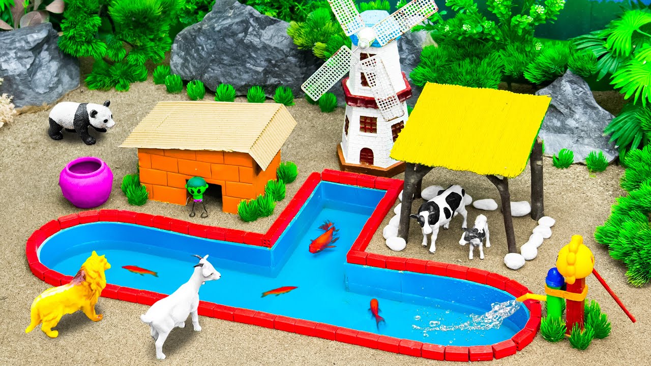 🌻 DIY Build Diorama Miniature Rural Farm Model - Cowshed - Swimming ...