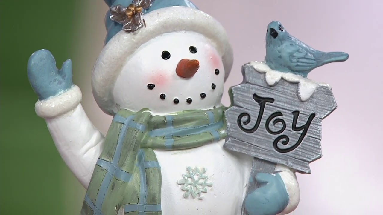 Set of 2 Snowmen Figures with Tree & Joy Sign by Valerie on QVC - YouTube