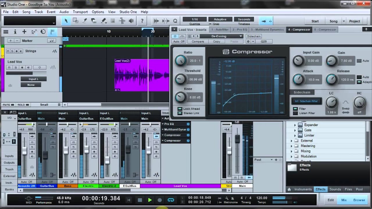 Studio One DeEsser Using Compressor - YouTube
