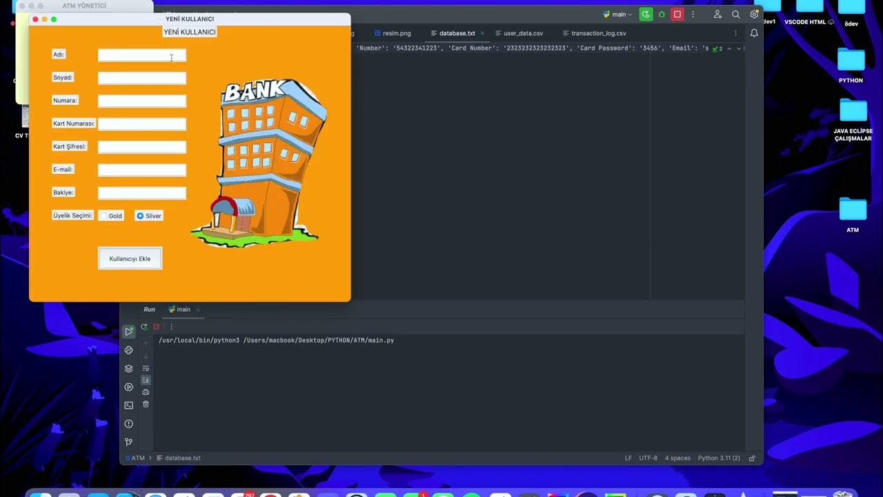 PYTHON ATM APPLICATION (PYTHON ATM UYGULAMASI) - YouTube
