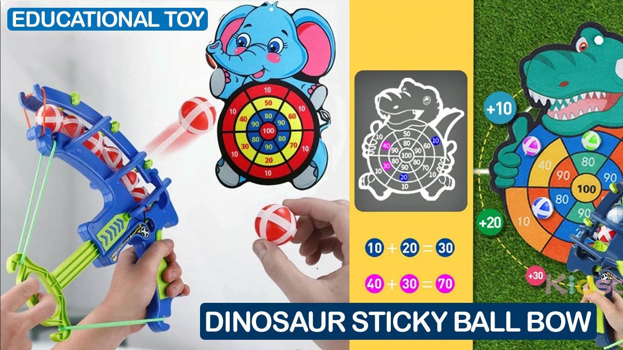 Dinosaur Sticky Ball Bow | Arrow Toy Set Children Outdoor Game - YouTube
