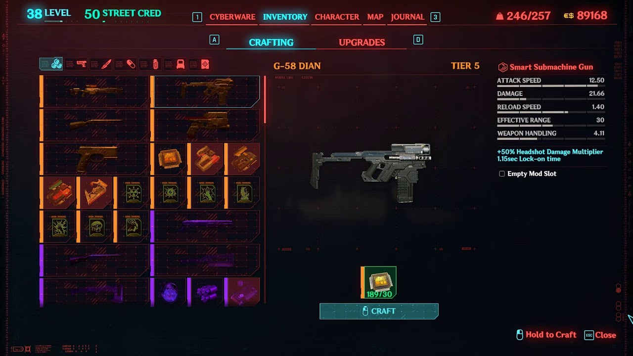 Cyberpunk 2077 v2.01 G-58 DIAN SPECS LOCATION (Smart Submachine Gun ...