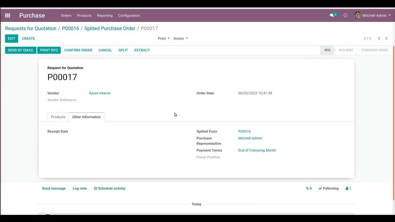 How to configure Split Purchase Orders| Odoo App Feature #purchaseorder #odooapp #odoo16 - YouTube