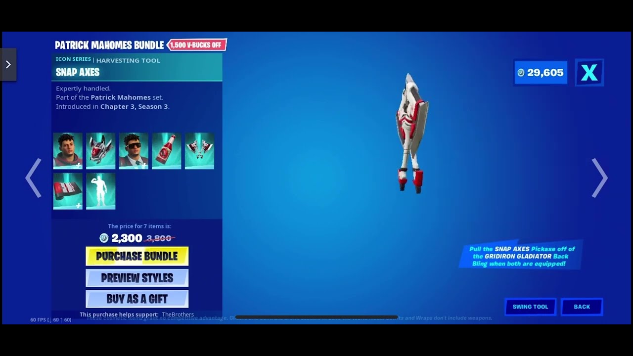 *NEW* SNAP AXES PICKAXE / GRIDIRON GLADIATOR BACK BLING!! (FORTNITE x ...
