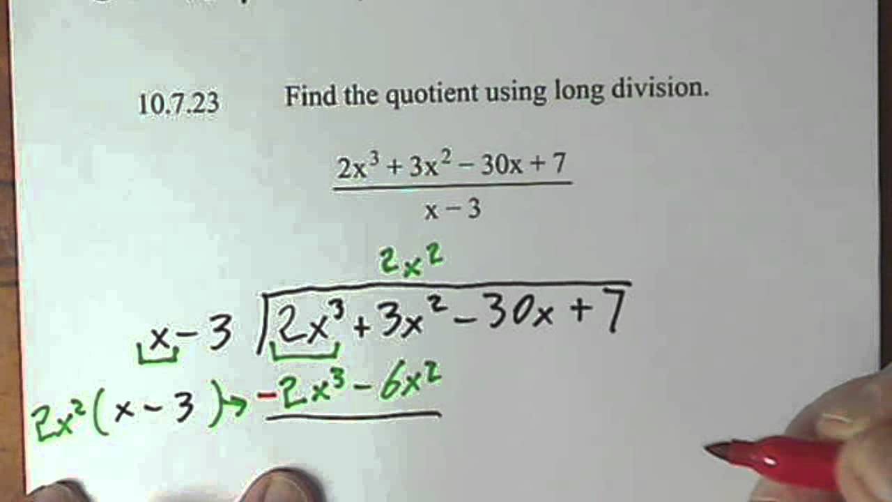 Long Division Of Polynomial By Binomial With Remainder YouTube