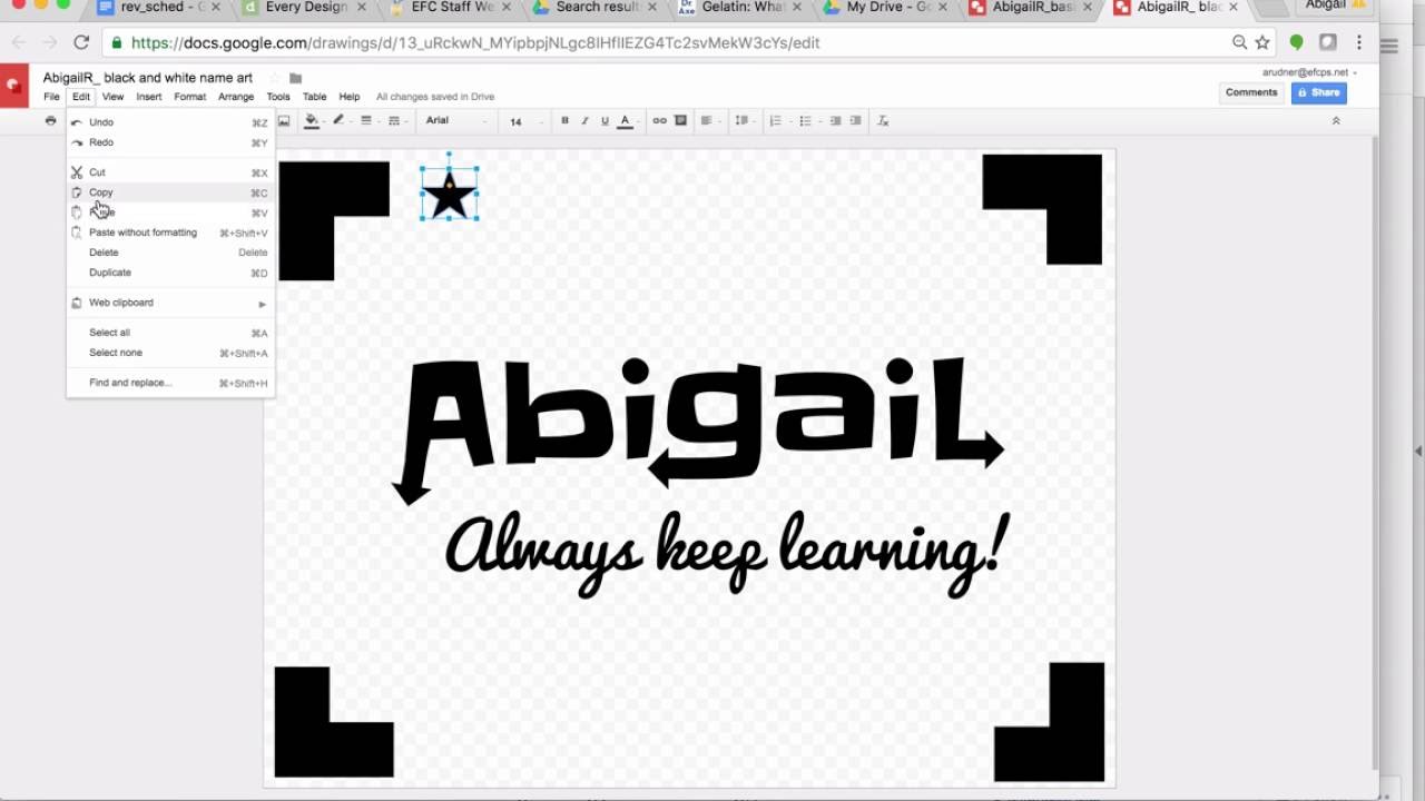 Black and white name art in Google Draw - Part 2 - YouTube