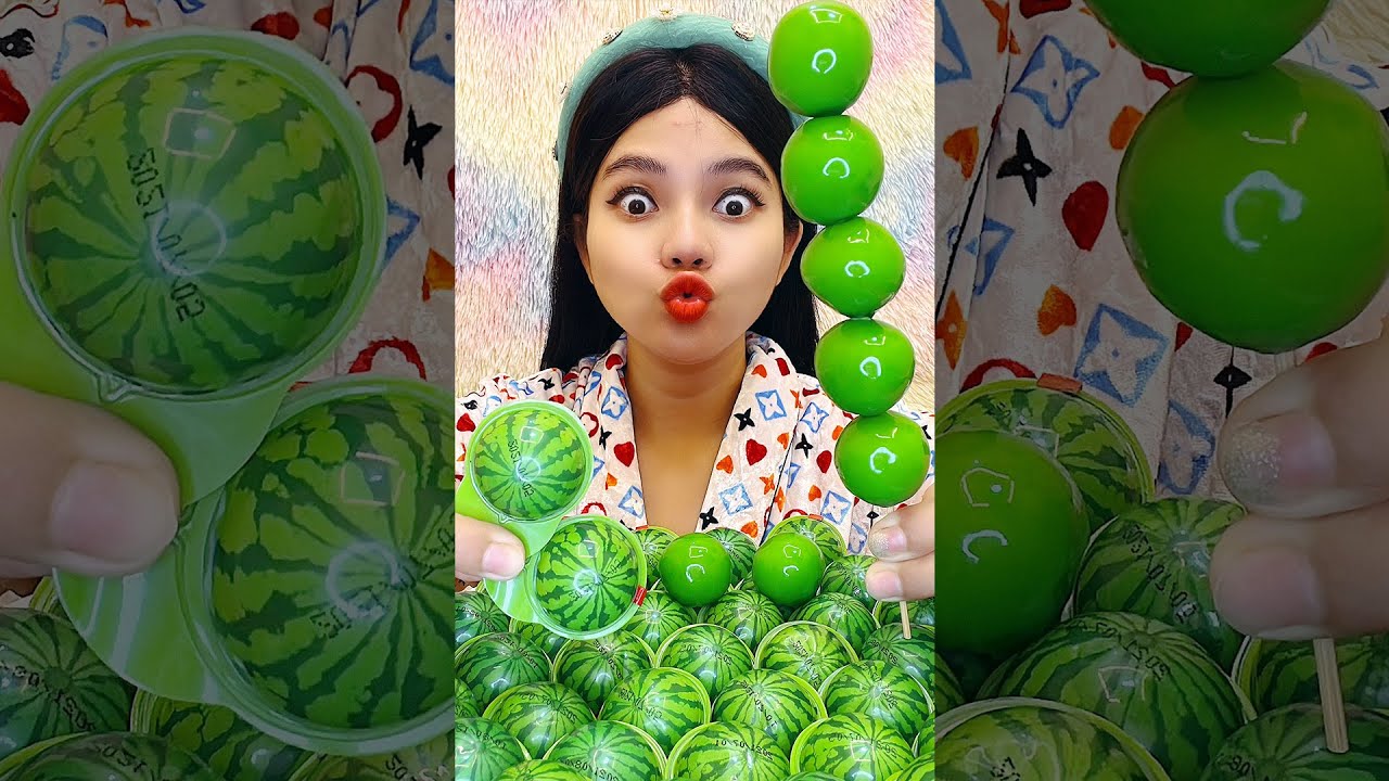 ASMR FAST EATING WATERMELON JELLY BALL MUKBANG SO YUMMY - YouTube