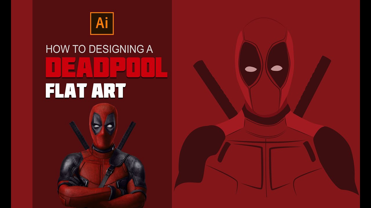Deadpool Flat Art Illustration -Adobe Illustrator - YouTube