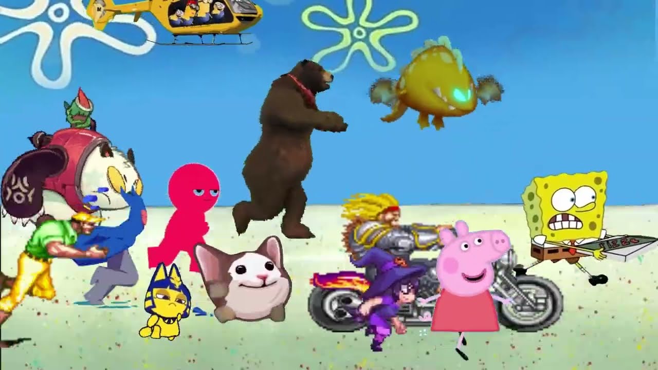 Everyone is trying to get the pizza from spongebob 5 - YouTube